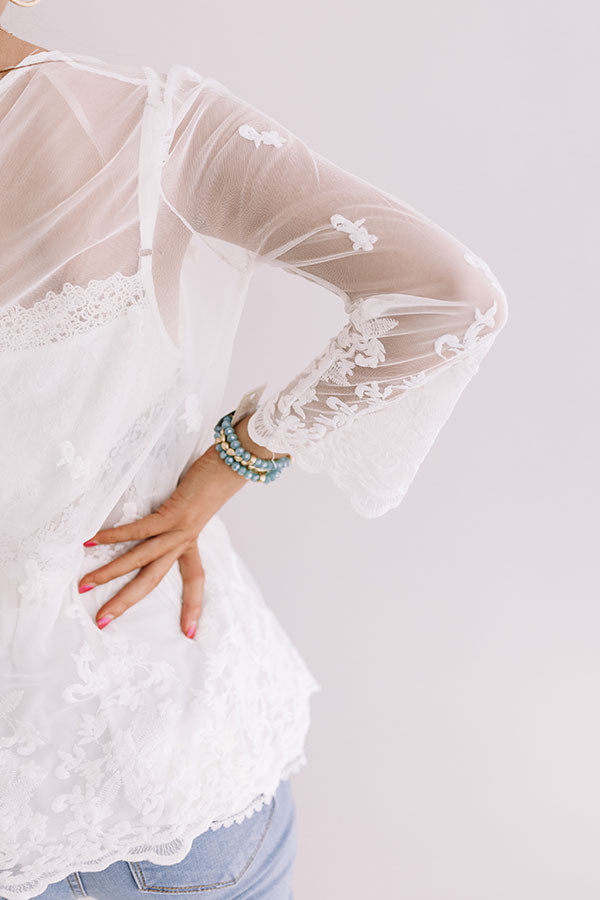 Enlightened Lace Overlay in White • Impressions Online Boutique