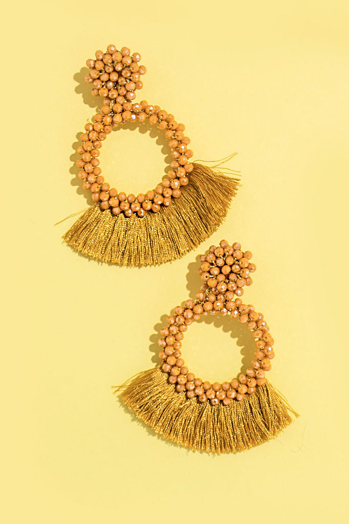 Girly And Glamorous Earrings In Mustard • Impressions Online Boutique