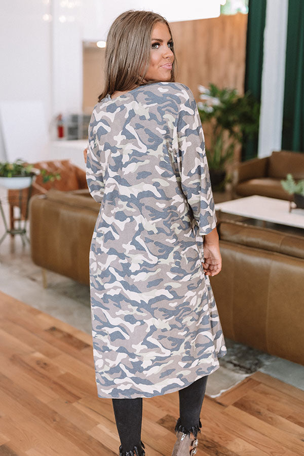 Camo Divine Cardigan in Mocha • Impressions Online Boutique
