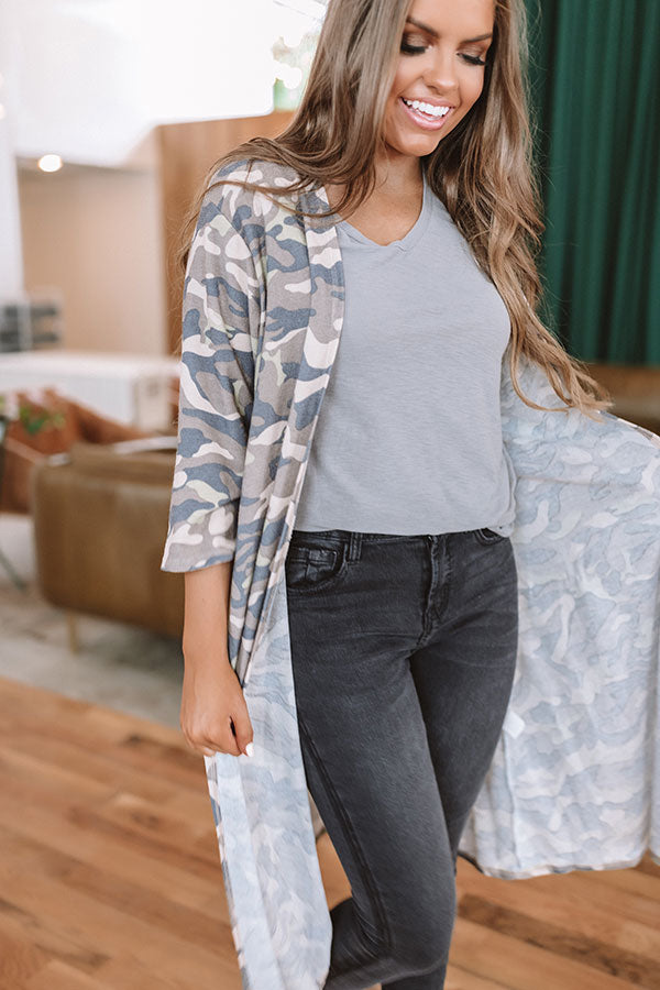 Camo Divine Cardigan in Mocha • Impressions Online Boutique