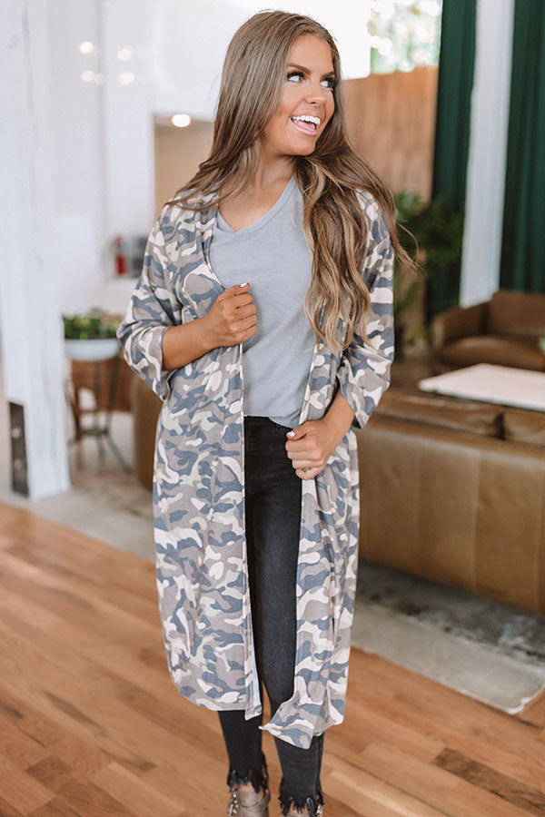 Camo Divine Cardigan in Mocha • Impressions Online Boutique