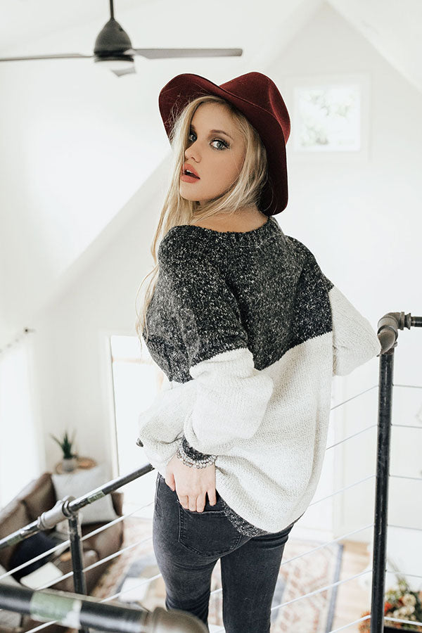 Moonlight Magic Color Block Sweater in Charcoal • Impressions Online ...