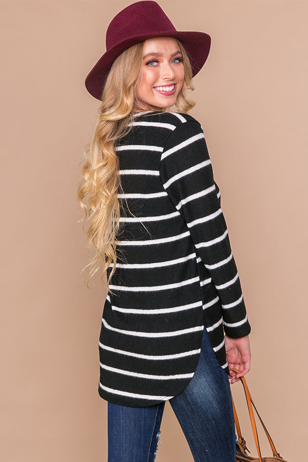 Soft Focus Stripe Top in Black • Impressions Online Boutique