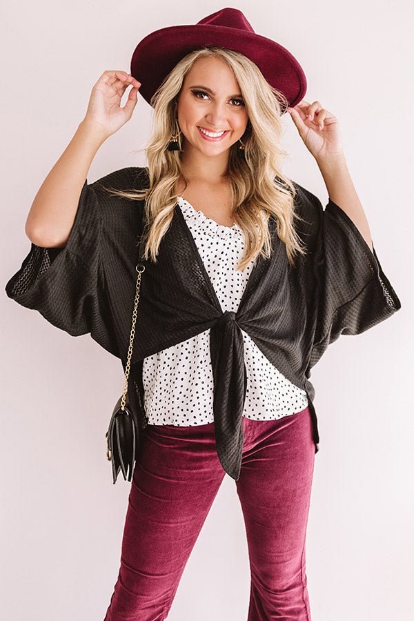 Front And Center Waffle Knit Overlay in Black • Impressions Online Boutique