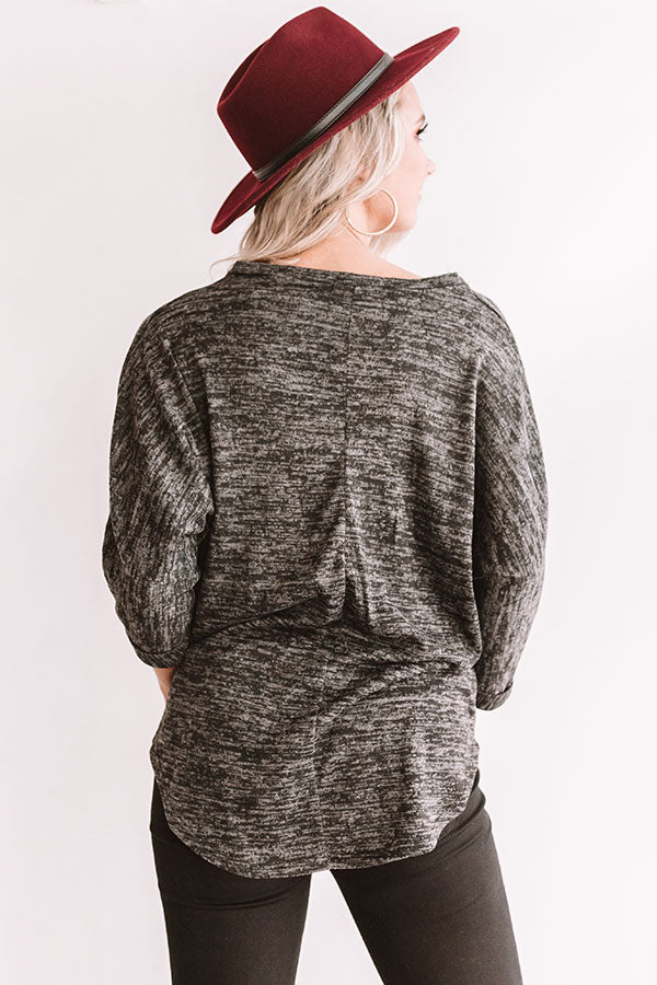 Calls For Cocoa Shift Top In Charcoal – Impressions Online Boutique