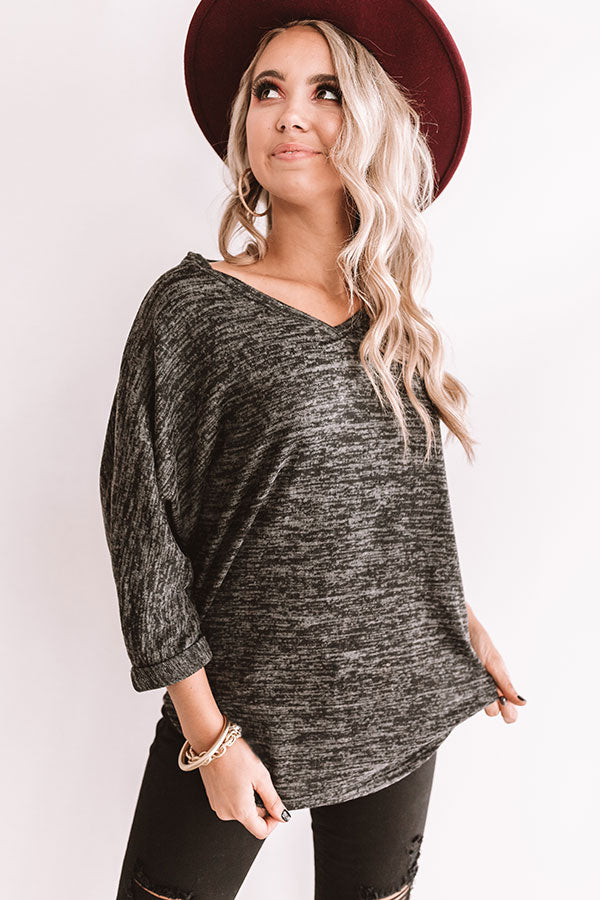 Calls For Cocoa Shift Top In Charcoal – Impressions Online Boutique