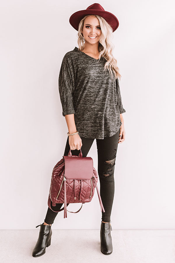 Calls For Cocoa Shift Top In Charcoal – Impressions Online Boutique
