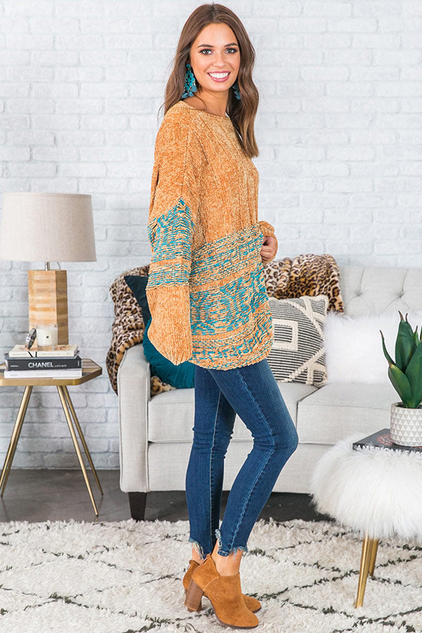Bonfire Weather Chenille Sweater In Mustard • Impressions Online Boutique