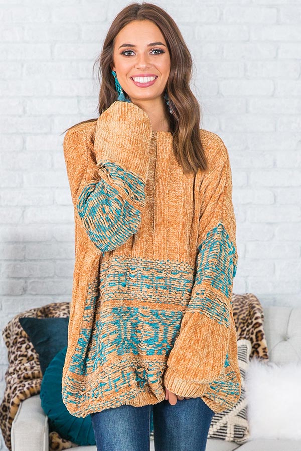 Bonfire Weather Chenille Sweater In Mustard • Impressions Online Boutique