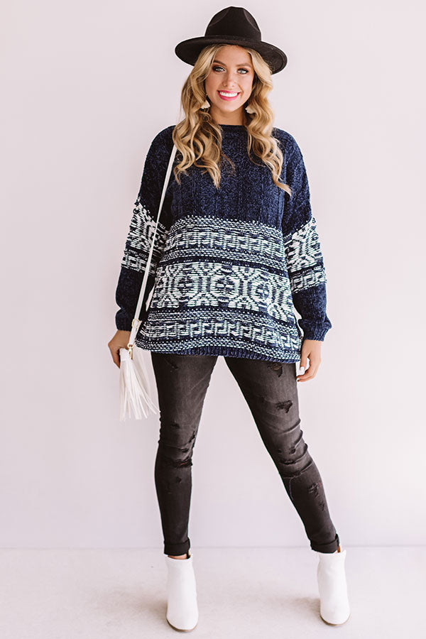 Bonfire Weather Chenille Sweater In Blue • Impressions Online Boutique