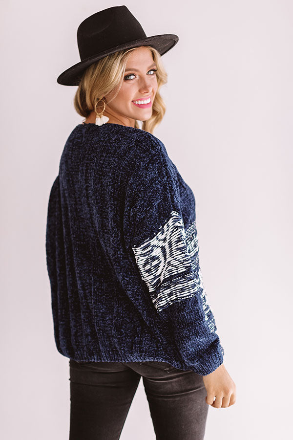 Bonfire Weather Chenille Sweater In Blue • Impressions Online Boutique