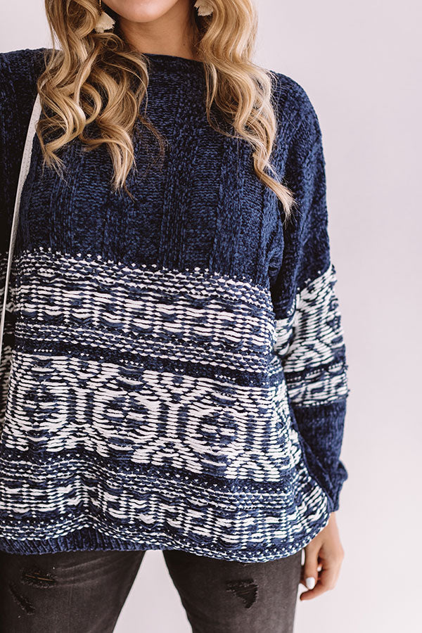 Bonfire Weather Chenille Sweater In Blue • Impressions Online Boutique