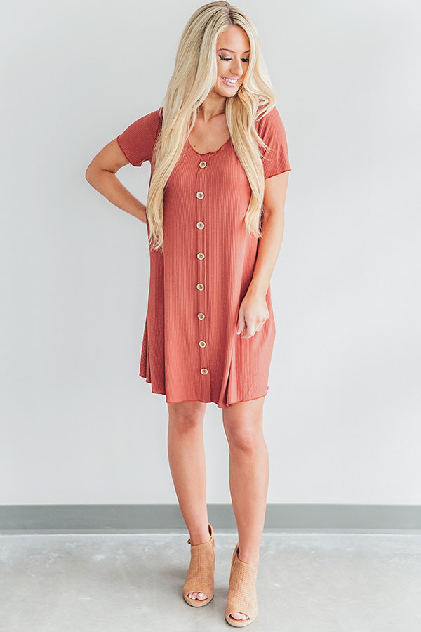 Button Up Bombshell Shift Dress In Pumpkin • Impressions Online Boutique