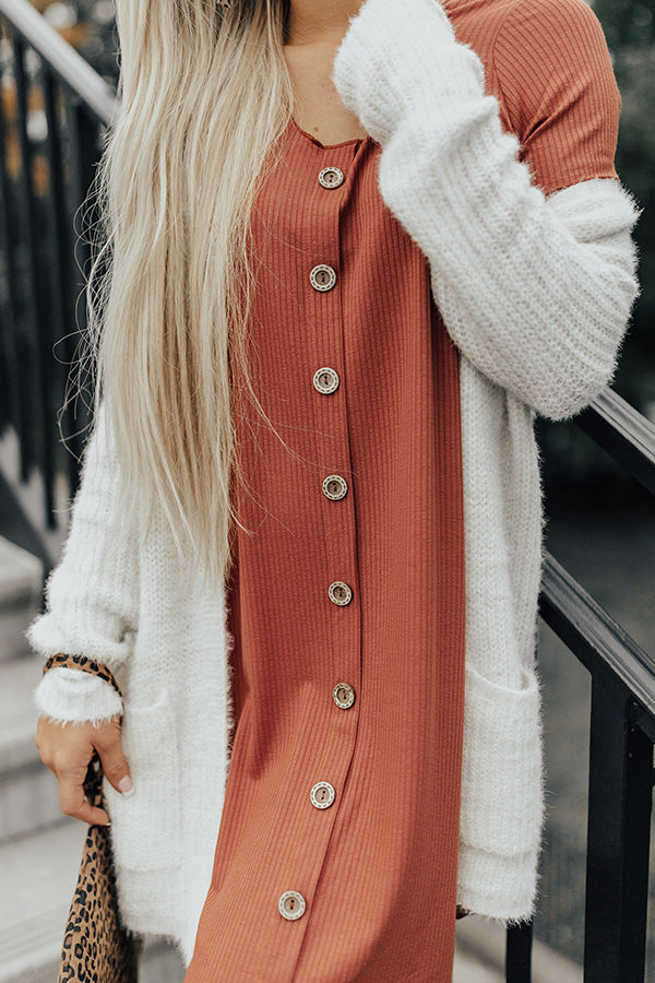 Button Up Bombshell Shift Dress In Pumpkin • Impressions Online Boutique