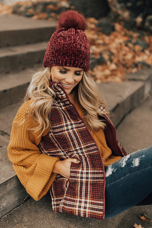 Mountain Valley Plaid Vest in Wine • Impressions Online Boutique