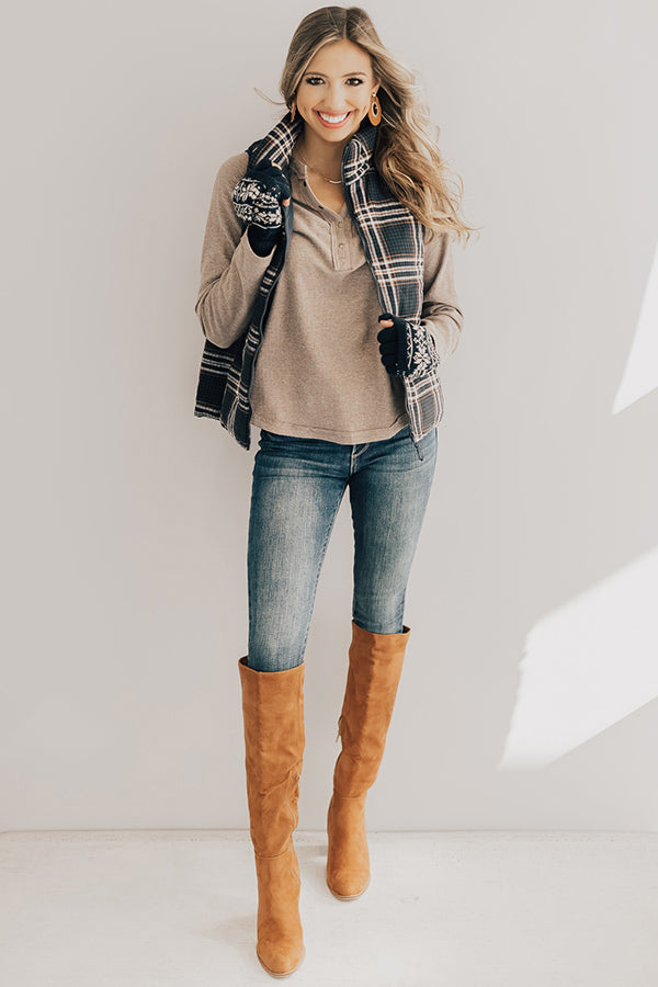 Mountain Valley Plaid Vest in Navy • Impressions Online Boutique