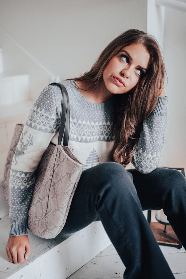 Reindeer Games Shift Sweater in Grey – Impressions Online Boutique