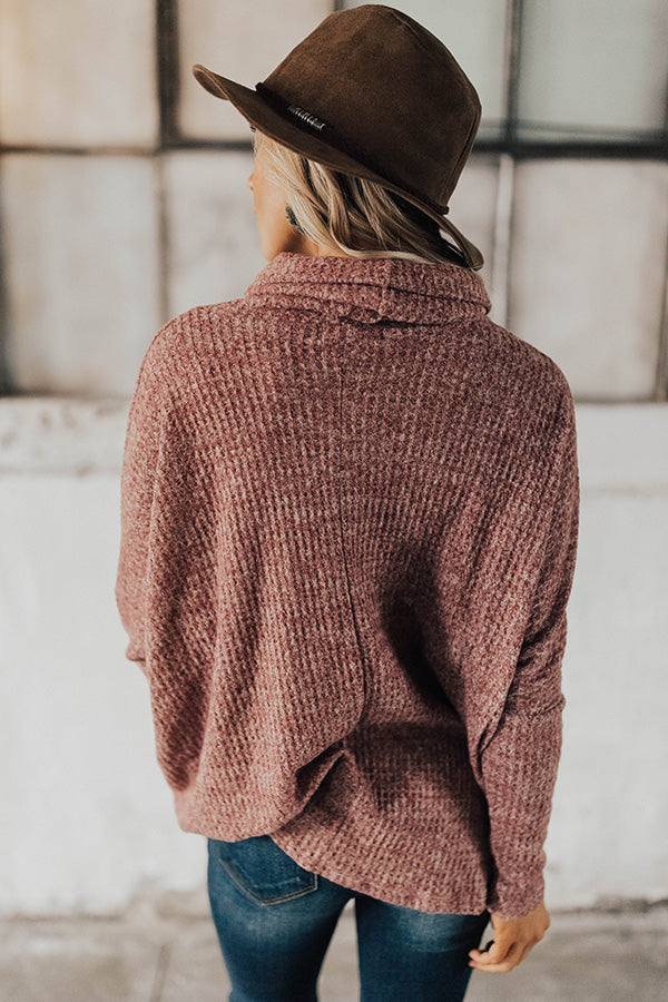 First Class Cuddles Waffle Knit Shift Sweater in Vineyard Grape ...