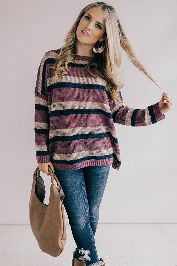 Glamping In Cali Knit Sweater In Orchid • Impressions Online Boutique