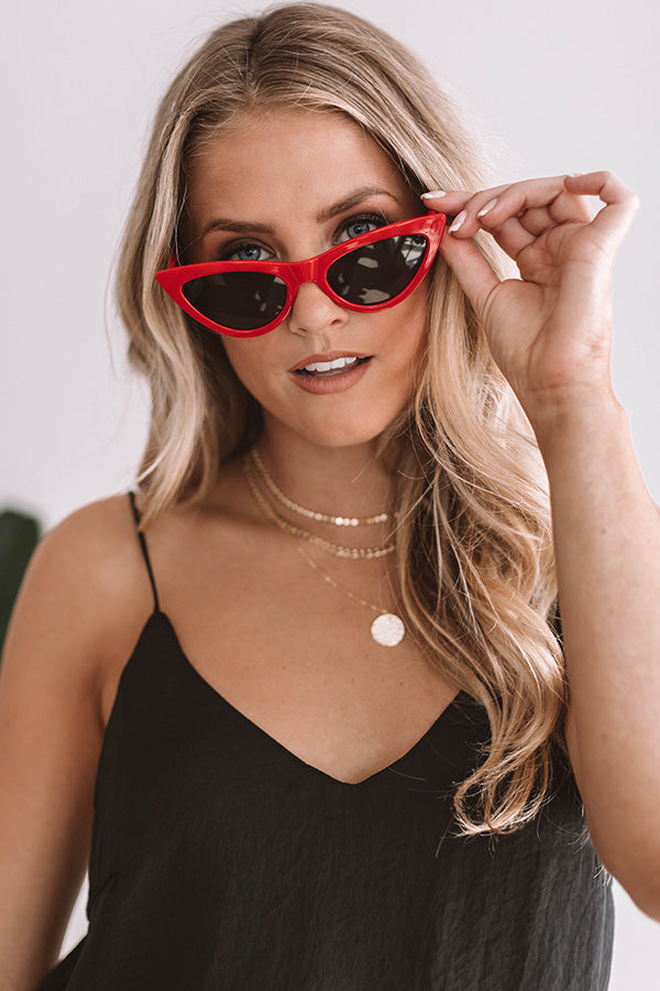 Mimosa Party Cat Eye Sunnies in Red • Impressions Online Boutique