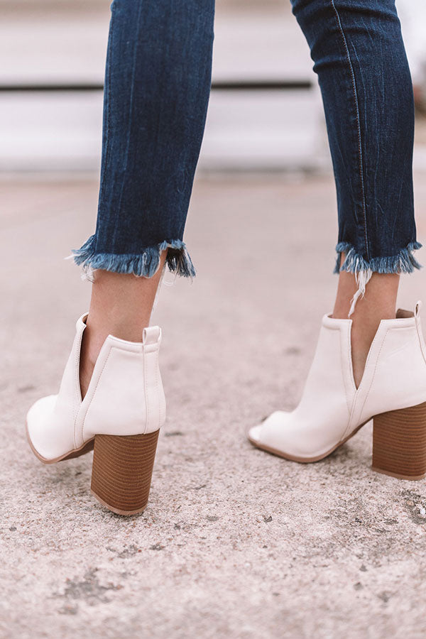 The Bonnie Faux Leather Peep Toe Bootie • Impressions Online Boutique