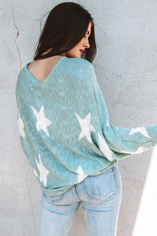 Shooting Star Knit Sweater In Ocean Wave • Impressions Online Boutique