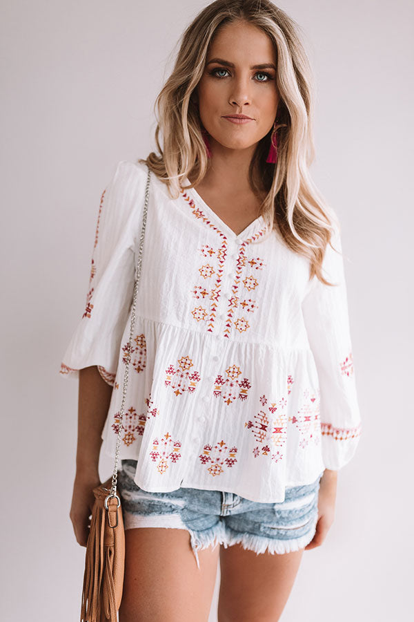 Margs In Miami Embroidered Top • Impressions Online Boutique