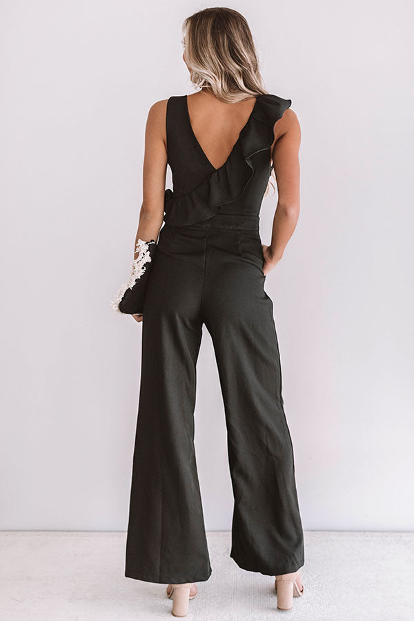 Better On The Red Carpet Ruffle Jumpsuit In Black • Impressions Online ...