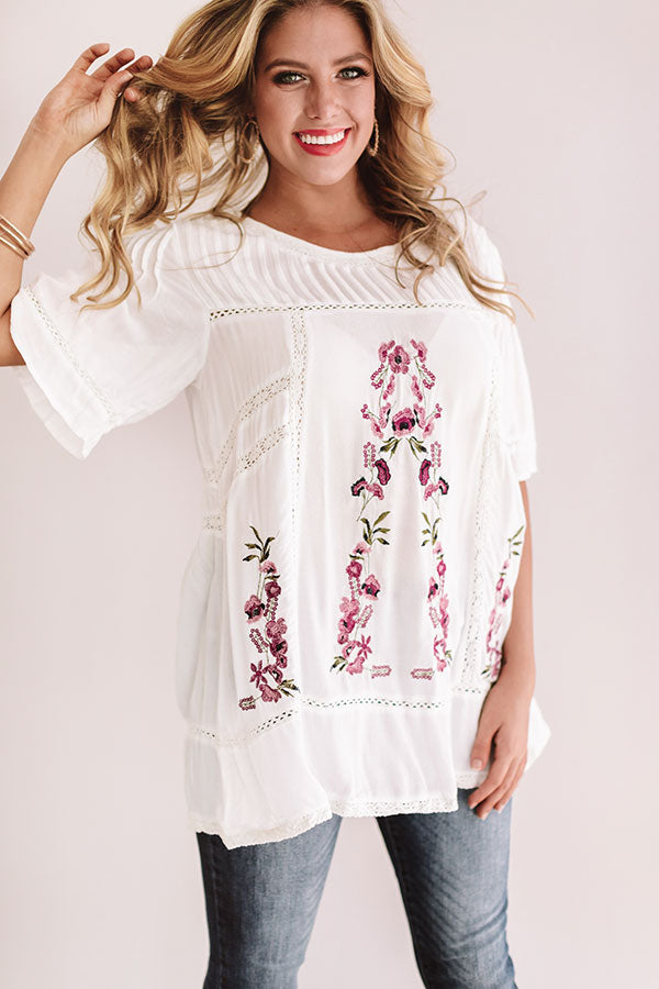 Fun In Floral Embroidered Top in White – Impressions Online Boutique