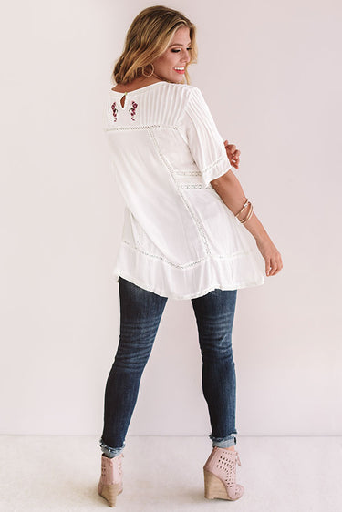 Fun In Floral Embroidered Top in White – Impressions Online Boutique