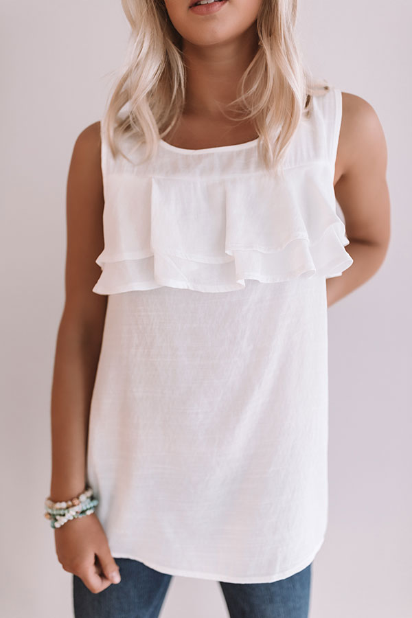 Summertime Lovin' Ruffle Tank In White • Impressions Online Boutique