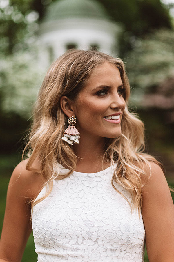 Seeing Sparkles Tassel Earrings In Blush • Impressions Online Boutique