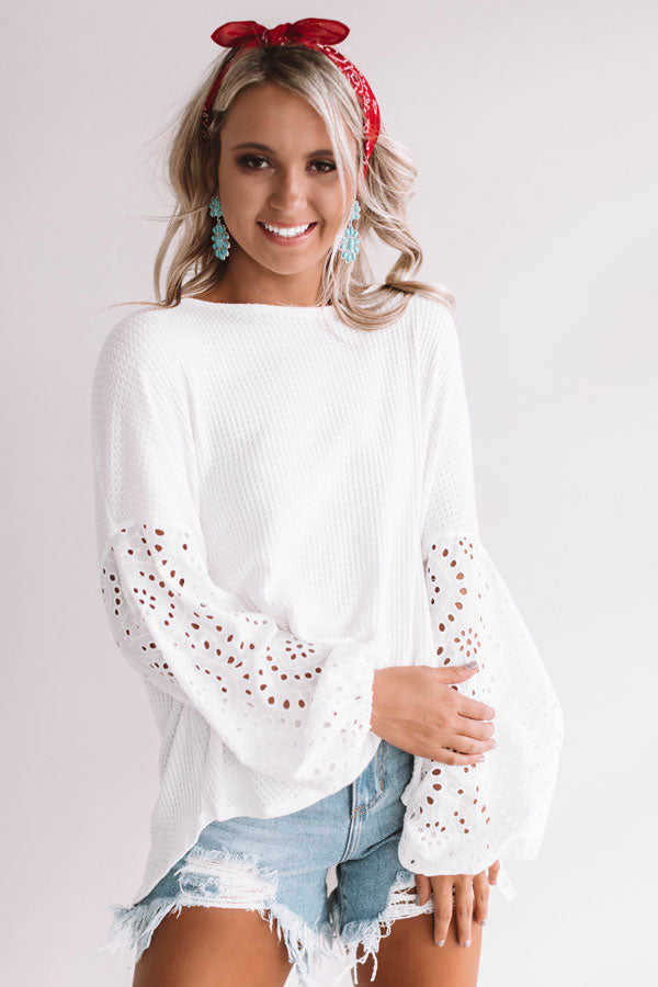 One Wish Eyelet Shift Top in White • Impressions Online Boutique