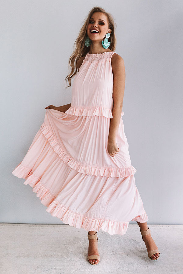 On Holiday Ruffle Maxi in Peach • Impressions Online Boutique