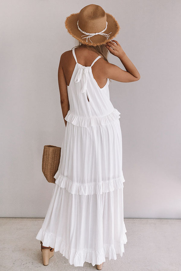 On Holiday Ruffle Maxi in White – Impressions Online Boutique