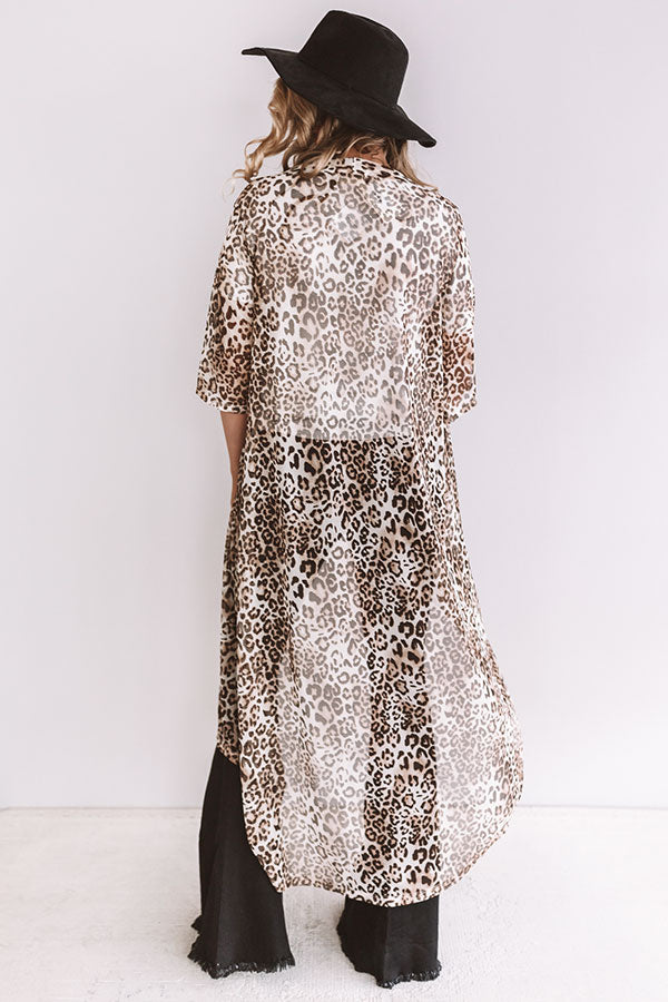 Dare To Dream Leopard Duster In Brown • Impressions Online Boutique