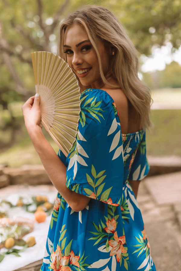 Cocktails On The Beach Smocked Dress In Ocean Blue • Impressions Online ...