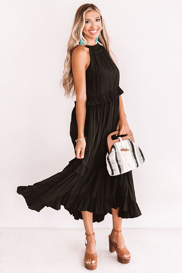 On Holiday Ruffle Maxi In Black • Impressions Online Boutique