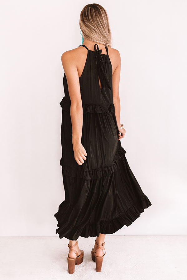 On Holiday Ruffle Maxi In Black • Impressions Online Boutique
