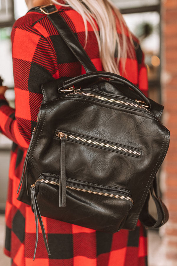 Epic Adventure Faux Leather Backpack In Black • Impressions Online Boutique