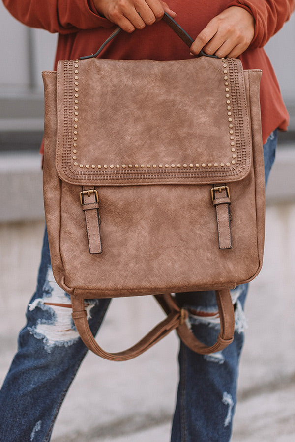 European Travels Faux Leather Backpack In Taupe • Impressions Online ...