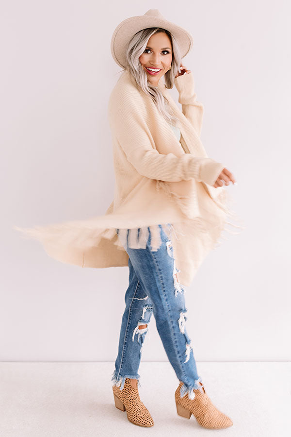 Feeling Sweet Fringe Cardigan In Champagne • Impressions Online Boutique