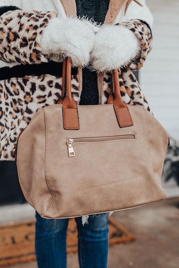 Tribeca Travels Faux Leather Tote in Warm Taupe • Impressions Online ...