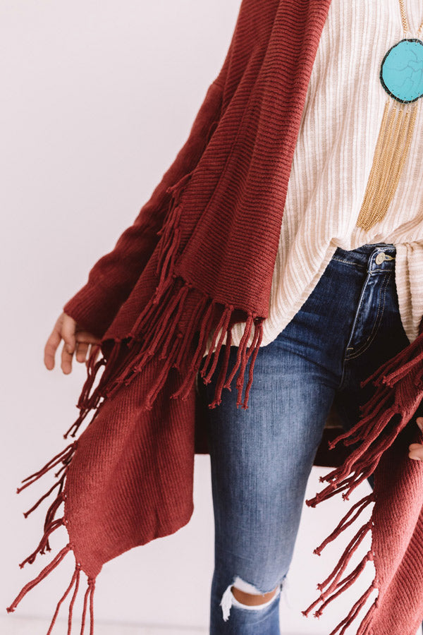 Feeling Sweet Fringe Cardigan In Rustic Rose • Impressions Online Boutique