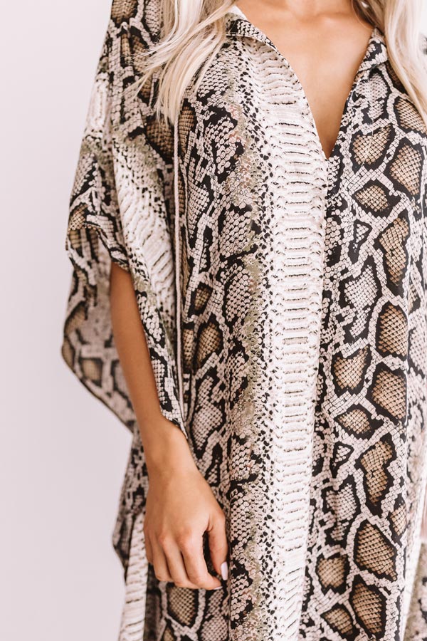 Gorgeous Grand Entrance Snake Print Dress in Brown • Impressions Online ...