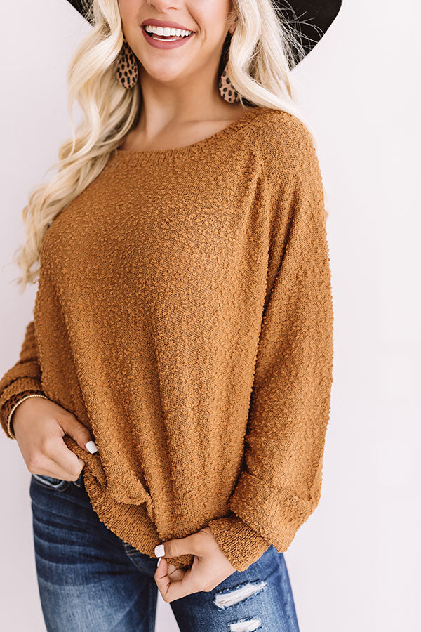 Cue The Casual Knit Sweater In Copper • Impressions Online Boutique