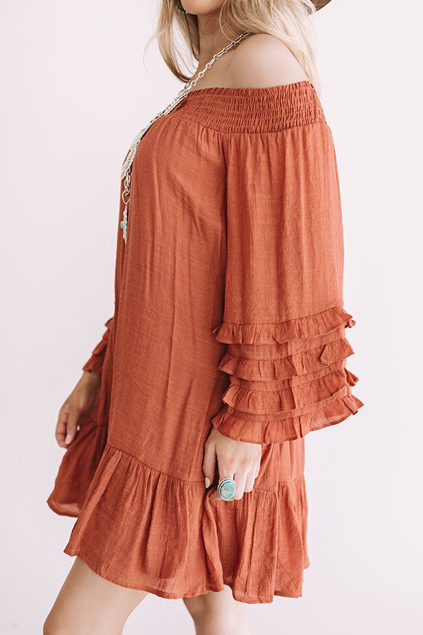 Sweet Sippin' Shift Dress In Rust • Impressions Online Boutique