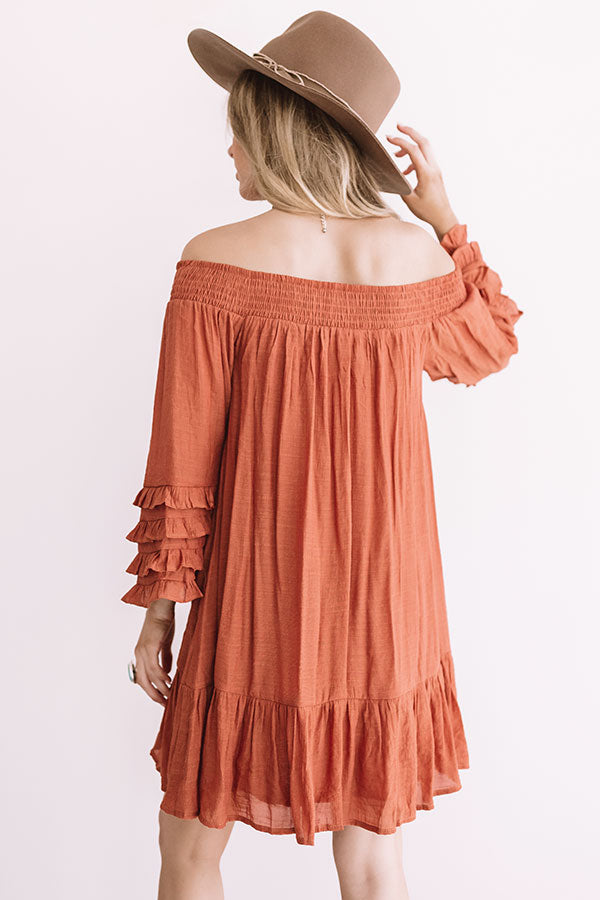 Sweet Sippin' Shift Dress In Rust • Impressions Online Boutique