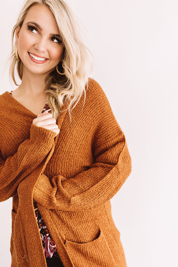 Winter Weekend Knit Cardigan In Rust • Impressions Online Boutique