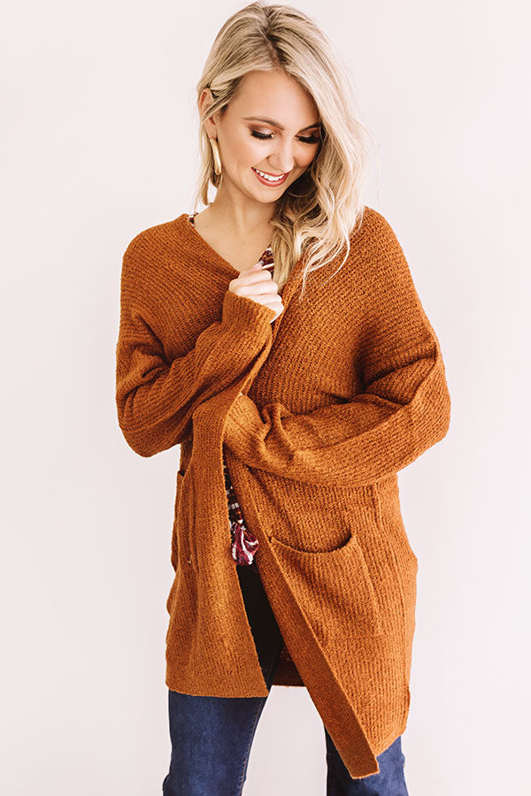 Winter Weekend Knit Cardigan In Rust – Impressions Online Boutique